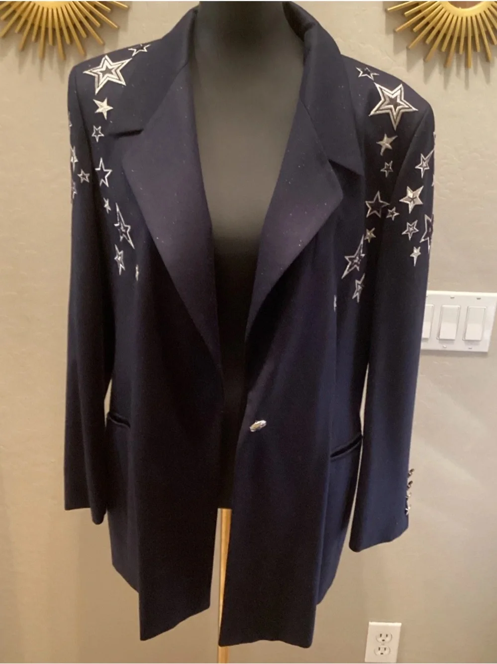 Escada | Jackets & Coats | Escada Navy Blazer With Star Embroidery ...